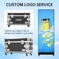 China Three Fold Double Sided Outdoor Foldable LED Poster Screen Rolling Advertising Display Base for sale