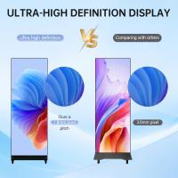 China Three Fold Double Sided Outdoor Foldable LED Poster Screen Rolling Advertising Display Base for sale