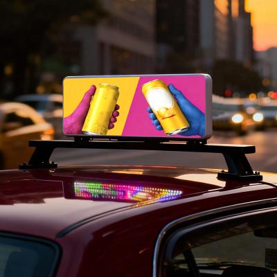 China Scrolling Double Sided LED Car Roof Advertising Display Screen Custom Digital Panel Taxi Board for sale