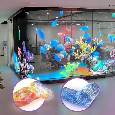 China P6 High Transparency LED Film Screen 95% See Through Ultra Thin LED Display Film for Glass Curtain Wall for sale