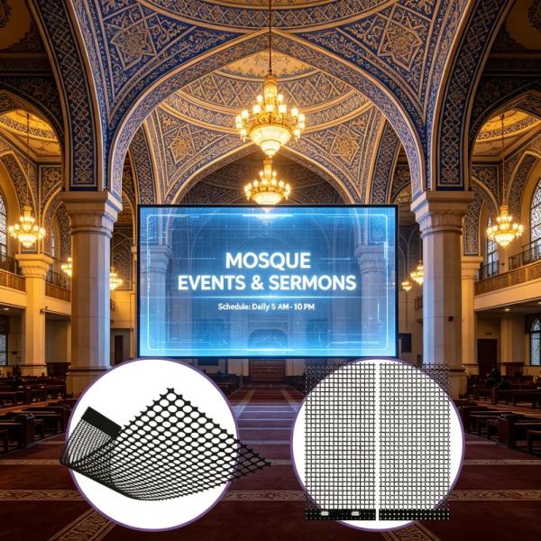 Quality 3D Holographic LED Screen Transparent Display for Mosque Window Advertising High Transparency Customizable Size for sale