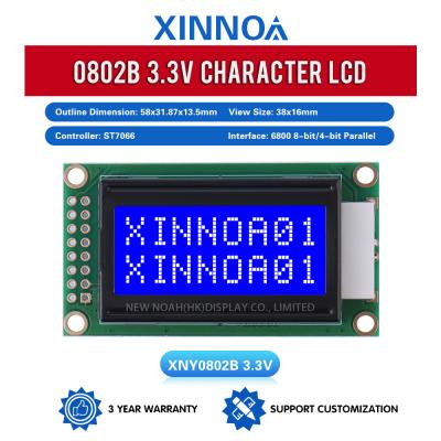 China Blue Film 0802B 3.3V Character Dot Matrix Screen 02X8 LCD 8*2-Character LCD Screen COB LCD Module for sale