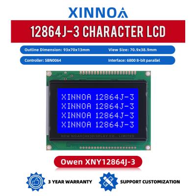 China Blue Film 5V 12864J-3 WiStar 20P 93X70MM STN 5V Power Supply 128X64 Graphic LCD Display Screen for sale