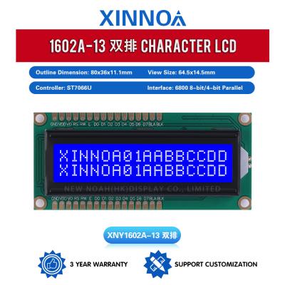 China Blue Film White Letters 1602A-13 Character Dot Matrix Screen Voltage 5V ST7066U 16X2 Dot Matrix Character for sale