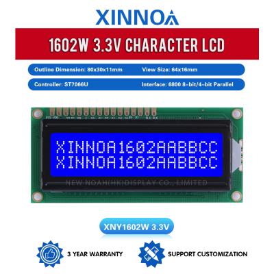 China Blue Film White Letters 1602W 3.3V LCD Module 02*16 Multiple Word Libraries LCM  Module 1.6 Inches ST7066U for sale