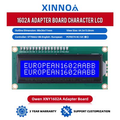 China European Blue Film White Letters 1602A IIC Adapter Board Multiple Languages Character Display Screen for sale