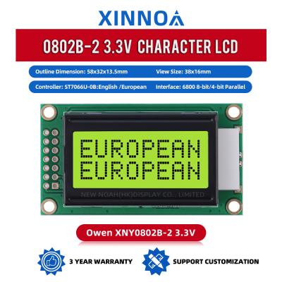 China European Yellow Green Film 0802B-2 3.3V Character LCD Module Portable Display Module for sale