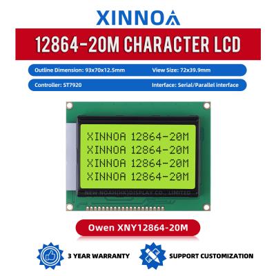 China Yellow Green Film 12864-20M LCD Screen 128*64 Original Chip ST7920 Serial And Parallel Ports for sale