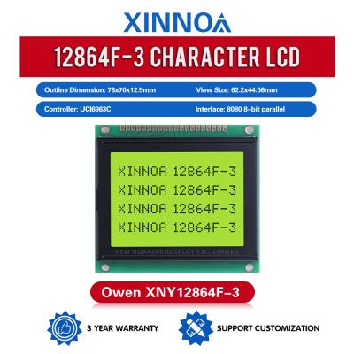 China Yellow Green Film 12864F-3 Anti-Interference 78X70MM Graphic 12864 Module LCD Display Screen for sale
