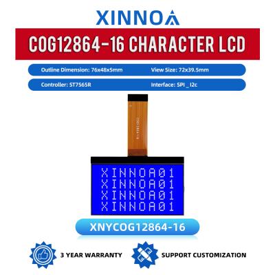 China COG12864-16 Blue Film Fog Backlight Full View Wide Temperature Screen Fstn Material I2C \ SPI Module for sale