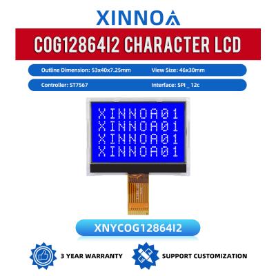 China COG12864I2 Blue Film Lightweight Small LCD Screen Serial CommunICation Standard Screen ST7567 53X40Mm for sale