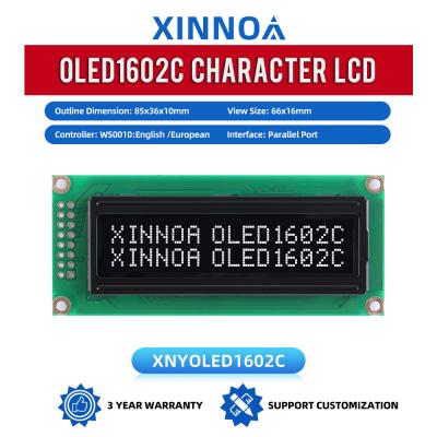China OLED1602C Black Film, 16x2 Character OLED LCD Display, WS0010 English/European Controller, Parallel Port, 85x36x10mm Outline Dimension for sale