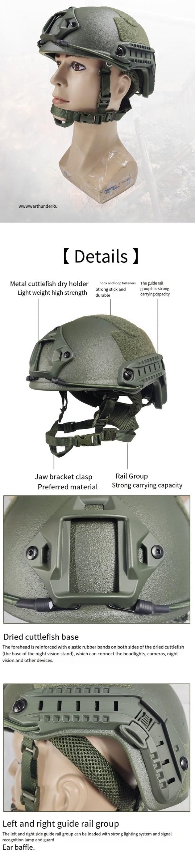 Factory FAST/MICH Level II Tactical Helmet with PE Polymer Material, NIJ 3A Ballistic Protection, and Vented Liner