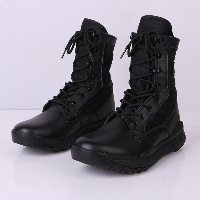 New Version Black Suede Tactical Boots With Zip On Tongue Fast Lacing System Combat Boots Light Weight Waterproof