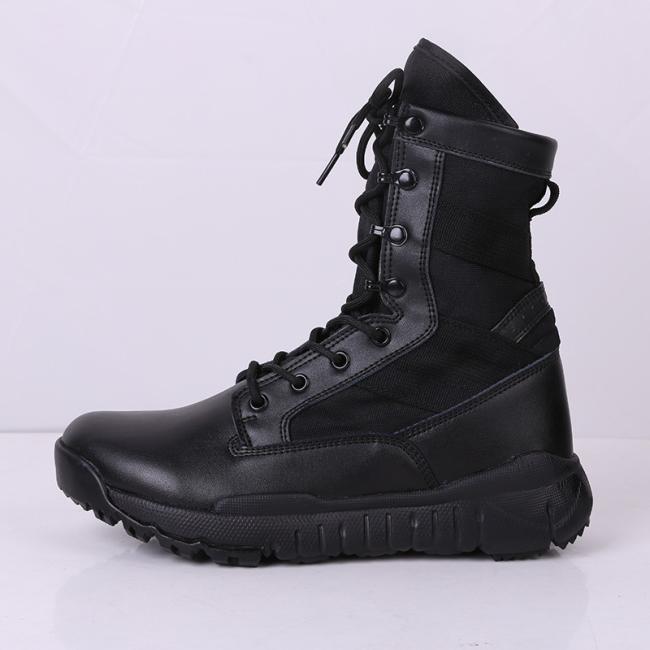 New Version Black Suede Tactical Boots With Zip On Tongue Fast Lacing System Combat Boots Light Weight Waterproof