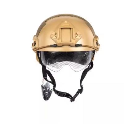 China Langlebiger schwarzer taktischer Schutzhelm mit Glas für taktisches Training zu verkaufen