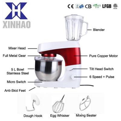 China White / Silver Body Stand Mixer Blender 1000W With Mazda Appearance Style Design for sale