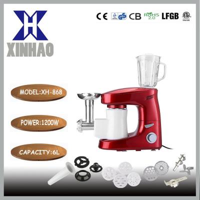 China 220V 1.5 Liters Jar Red 1200W Stand Mixer With Meat Grinder Minced Pork Barrel for sale