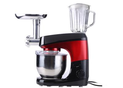 China Black and Red Household Multifunction Stand Mixer with Glass Jar , Meat Grinder for sale