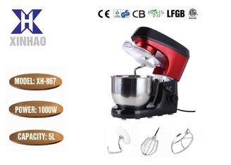 China Injection Black And Red 1000w Kitchen Stand Mixer Household Plastic Mixer With 5L S/S Bowl for sale