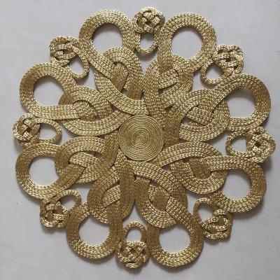China source factory passementerie placemat knotted rope rug Chinese knot weaving flower placemat handmade woven rope mat for sale