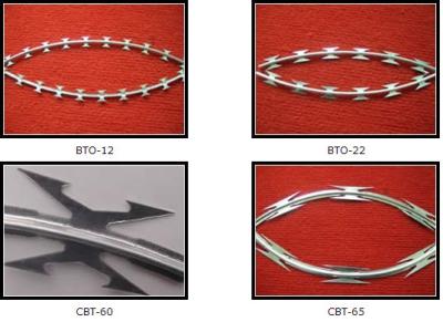 China razor wire--Electric Razor Barbed Wire--galvanized--BTO-12, BTO-15, BTO-22, BTO-30, for sale