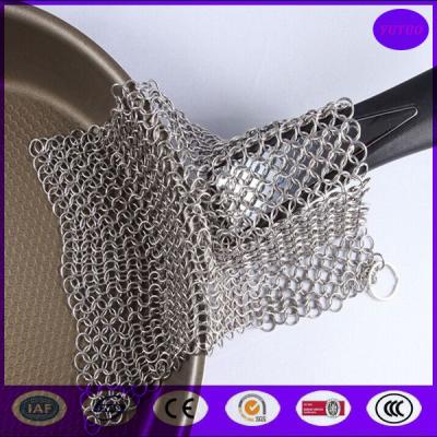 China 5"x5" Stainless Steel Chain mail Pot Scrubber/ Cast iron cleaner  from China top supplier for sale