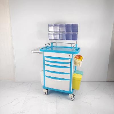 China ABS Anesthesia Medical Trolley With 5 Locking Drawers Inside Dividers Compartments for sale