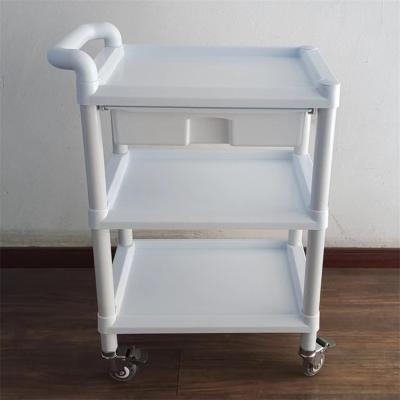China Carrello portaoggetti medico modulare a 3 ripiani con cassetti estraibili Carrello in plastica facile da montare for sale