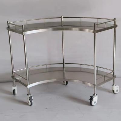 Cina Carrello chirurgico a due ripiani in acciaio inossidabile a forma di quadrante per strumenti chirurgici in vendita