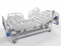 China Adjustable 5-Function Medical Bed with Central Lock and 4-Split PP Guardrails 2150x1000mm for sale