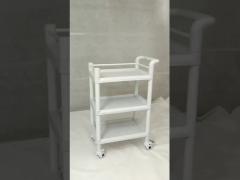 Modular 3-Shelf Medical Trolley with Safety Rails Easy Assembly Plastic Cart