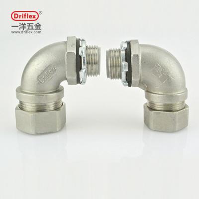 China 90d Stainless Steel 304/316 electrical Connector fit flexible metal hose include sealing ring,throat,bushing,locknut for sale