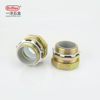 China Driflex flexible conduits Steel Straight Connector with locknut and sealing ring NPT thread and metric thread for sale