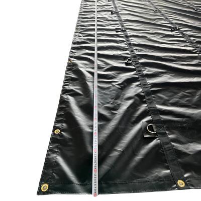 Cina Tessuto di trapaniera in PVC nero 14oz 16x27 4x8ft Trapaniere di legno per camion a piana in vendita