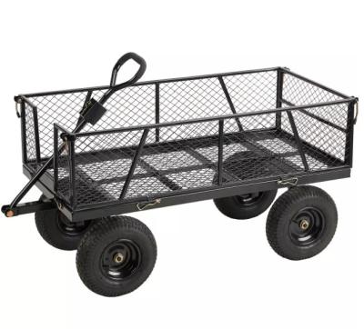 China Practical Steel Mesh Garden Cart Wagon Trolley for Outdoor Tools and Plants Transport for sale