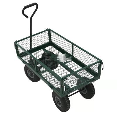 Cina Trolley da giardino in metallo con carrello di ricambio verde e quattro ruote in vendita