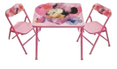 China Living Room Kids Furniture Folding Study Table And Chairs With Adorable Cartoon Print for sale