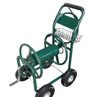 Cina Materiale in ferro per carrello a bobina di tubi per acqua da giardino di lunga durata con quattro ruote metalliche in vendita