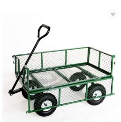 Outdoor Green Heavy Duty Folding Steel Mesh Wagon for Garden Tools and Equipment