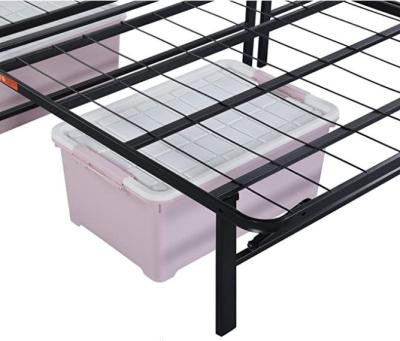 China Hotel Double Bed Base with Queen Size Folding Steel Frame and Soft Mattress Base Black for sale