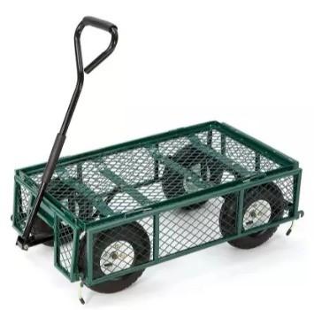 중국 중량 구조의 녹색 야외 4륜 금속  Mesh 카트 바그인 판매용
