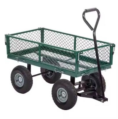 500LBS Iron Heavy Duty Folding Garden Cleaning Wagon Cart with Rust-Resistant Finish