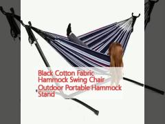 Zwarte katoenen hammock schommelstoel Outdoor draagbare hammock stand