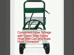 Gemakkelijke slangopslag met groen stalen frame slang spoel kar en messing slang connector
