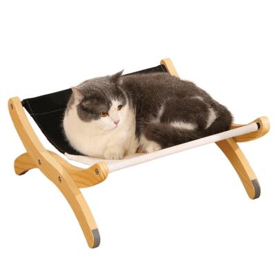 China Pet Hammock Cat Sleeping Perch Furniture Indoor Wooden Cat Bed Hammock for sale