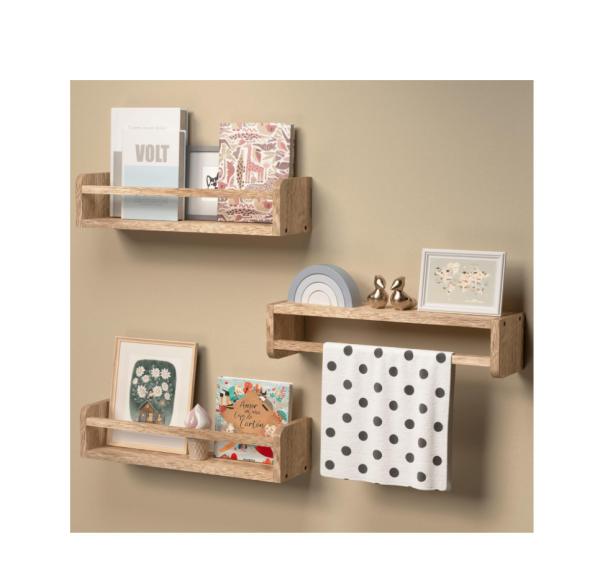 Quality Set of 3 Simple yet Chic Kids Room Wall Mounted Nursery Bookshelf Wood Floating Shelves Kids Bedroom Toddler Room Decor for sale