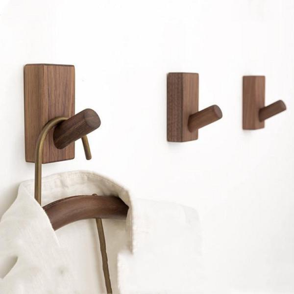 Quality Best Selling Modern Wall Mount Handcrafted Durable Natural Ash Wood Wall Hook Hanging Clothes for sale