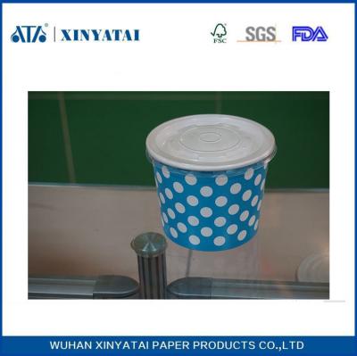 China Gerecycled papier Ice Cream Kopjes met Custom Printing Stip 24oz Paper Soup Cups Te koop