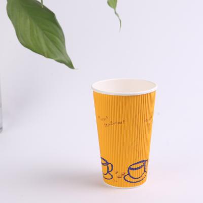 Cina 20 once 600ml ecologiche personalizzate Ripple Bicchieri di carta riciclata, coppette monouso in vendita